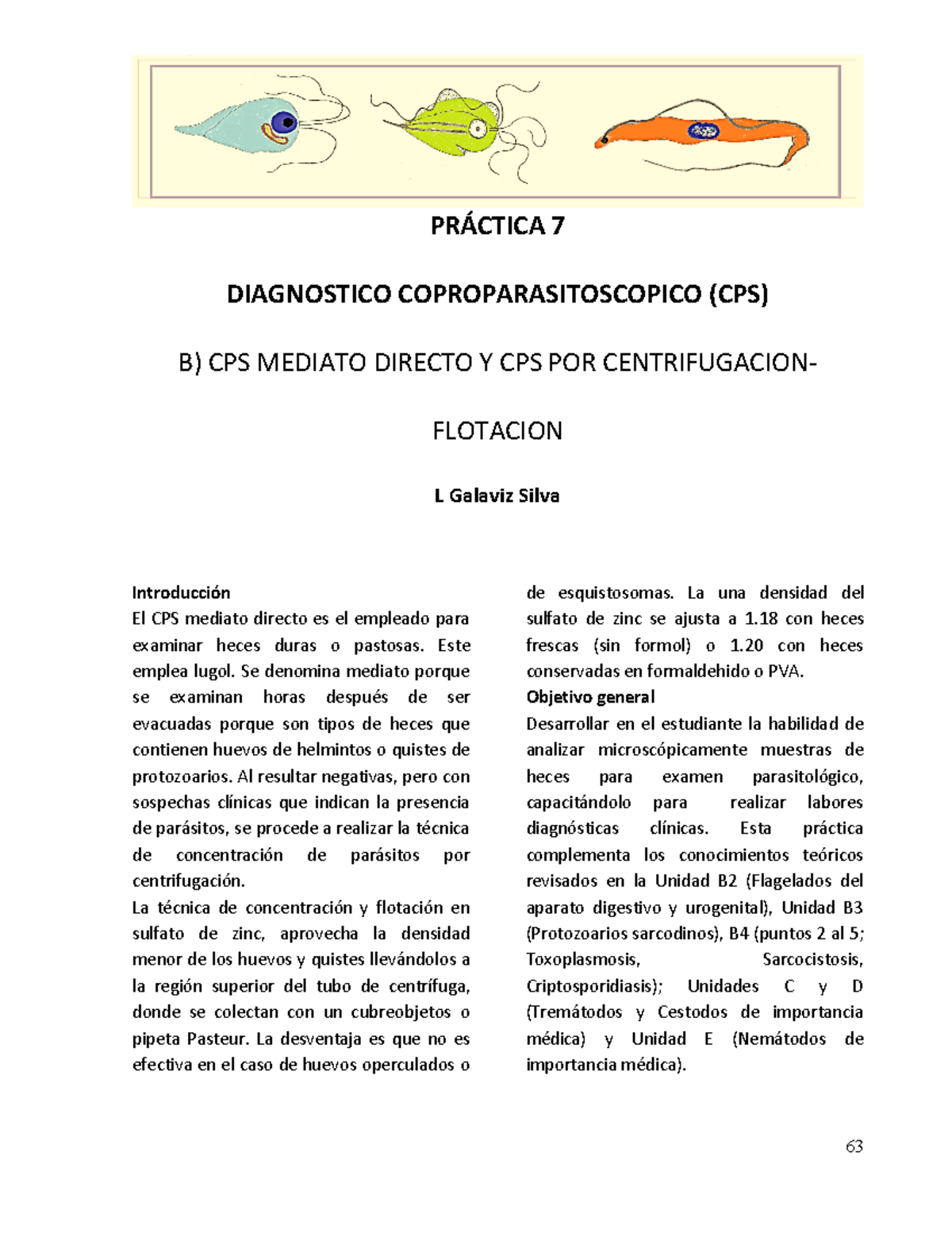 Examen copro - Repaso - PR¡CTICA 7 DIAGNOSTICO COPROPARASITOSCOPICO ...
