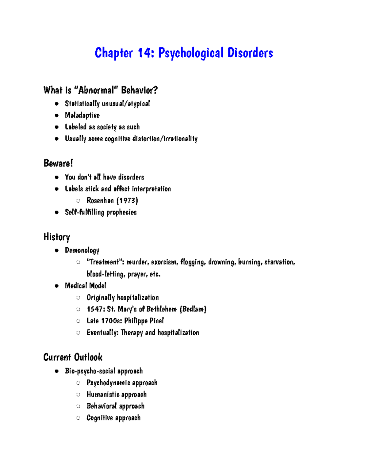 Psych Chapter 14 - Vietor - Chapter 14: Psychological Disorders What is “Abnormal” Behavior ...