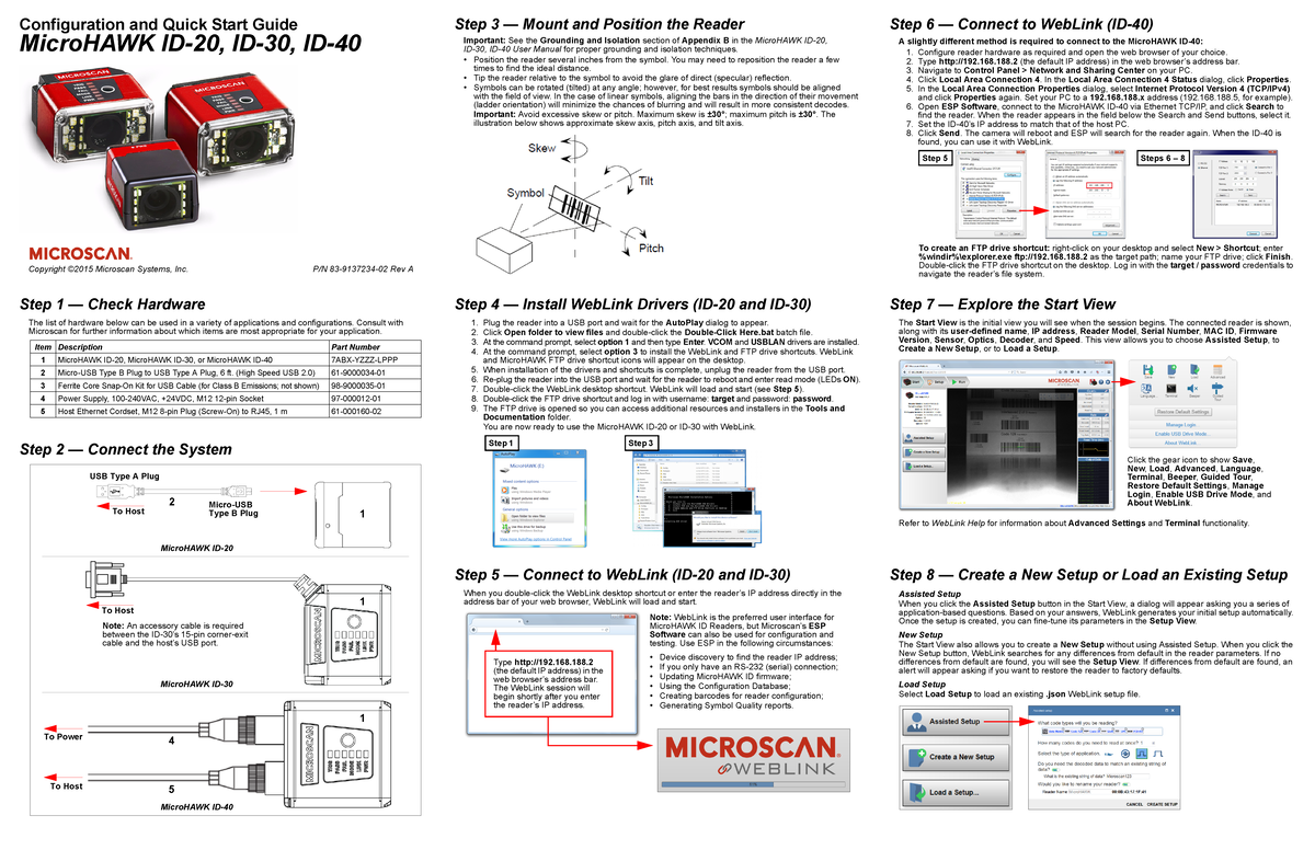 Microhawkidconfigquickstart - Step 2 — Connect the System MicroHAWK ID- To Host USB Type A Plug ...