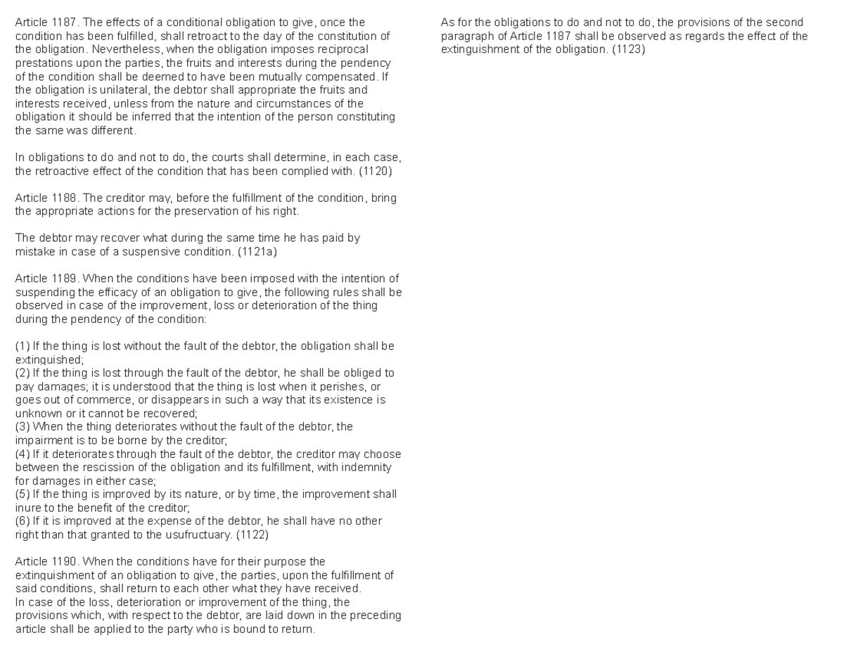 Article 1187 - Article 1187. The effects of a conditional obligation to ...