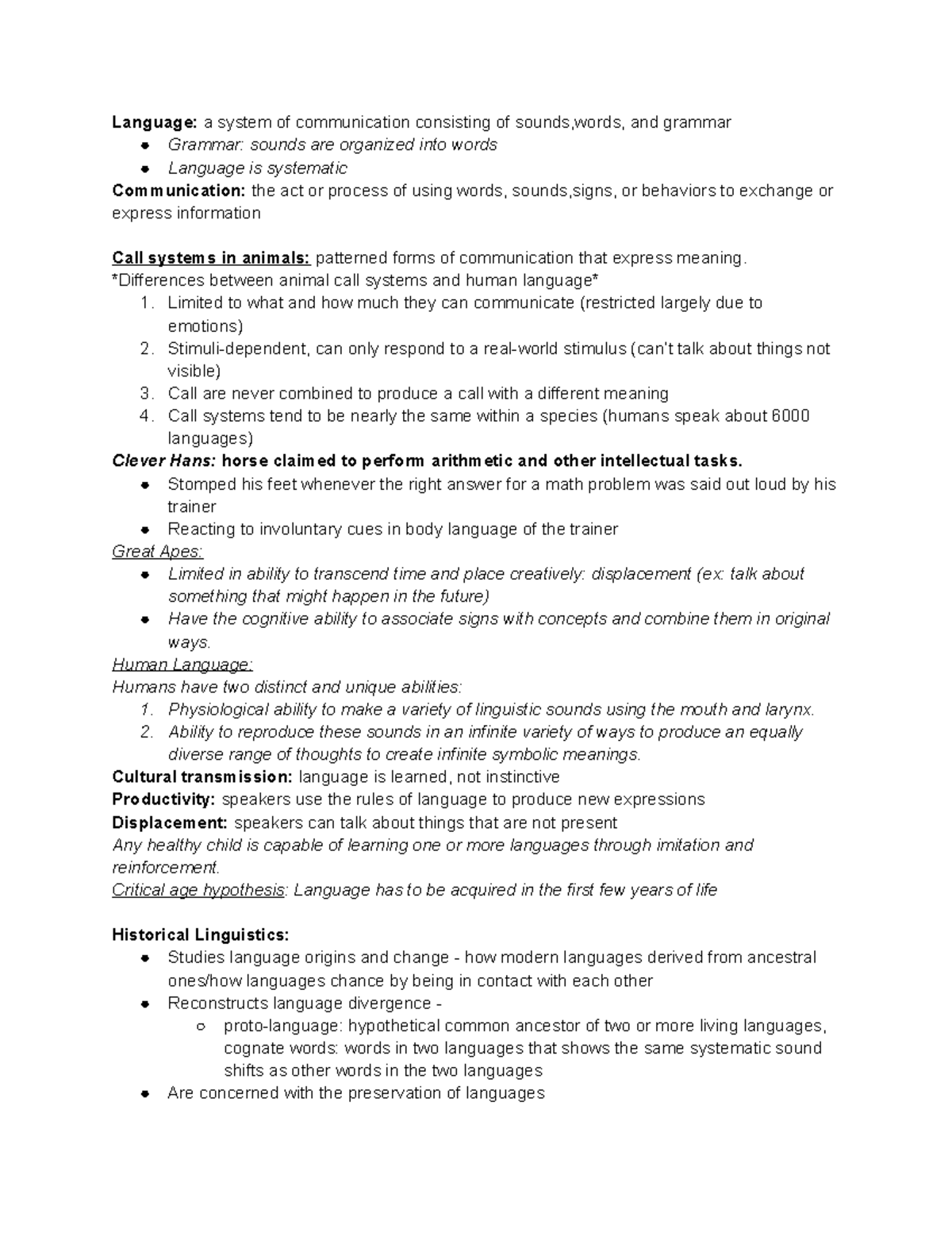 ANTH. Language and Communication Notes - Language: a system of ...