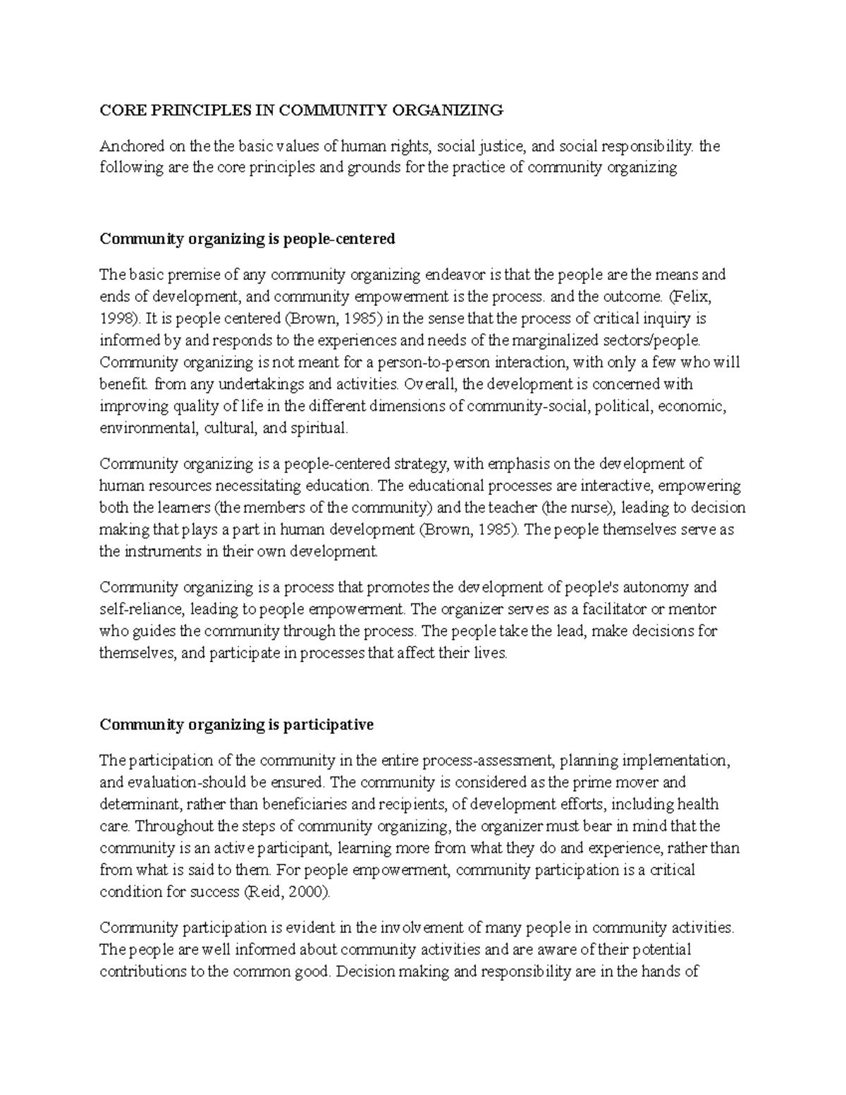 CORE Principles IN Community Organizing - CORE PRINCIPLES IN COMMUNITY ...