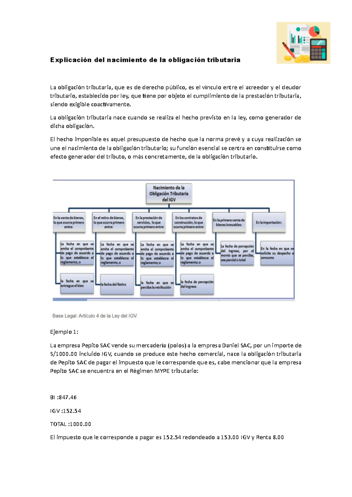 Legislacion Tributaria - Explicación del nacimiento de la obligación ...