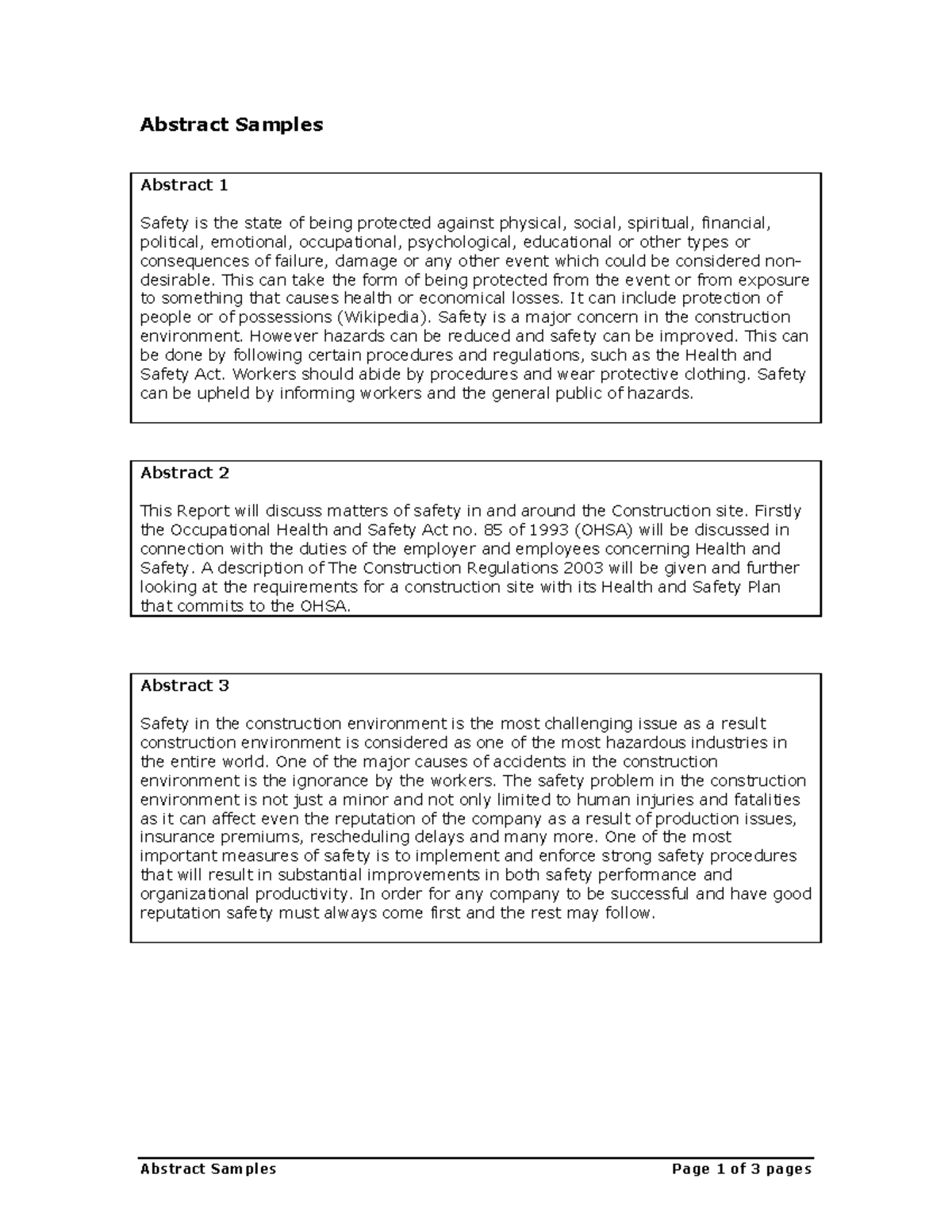 Sample Abstracts - Abstract notes - Abstract Samples Abstract 1 Safety ...