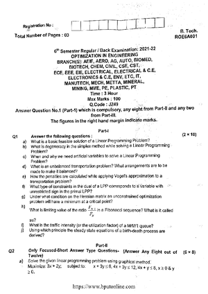 Revised simplex method - Optimization Engineering - Studocu