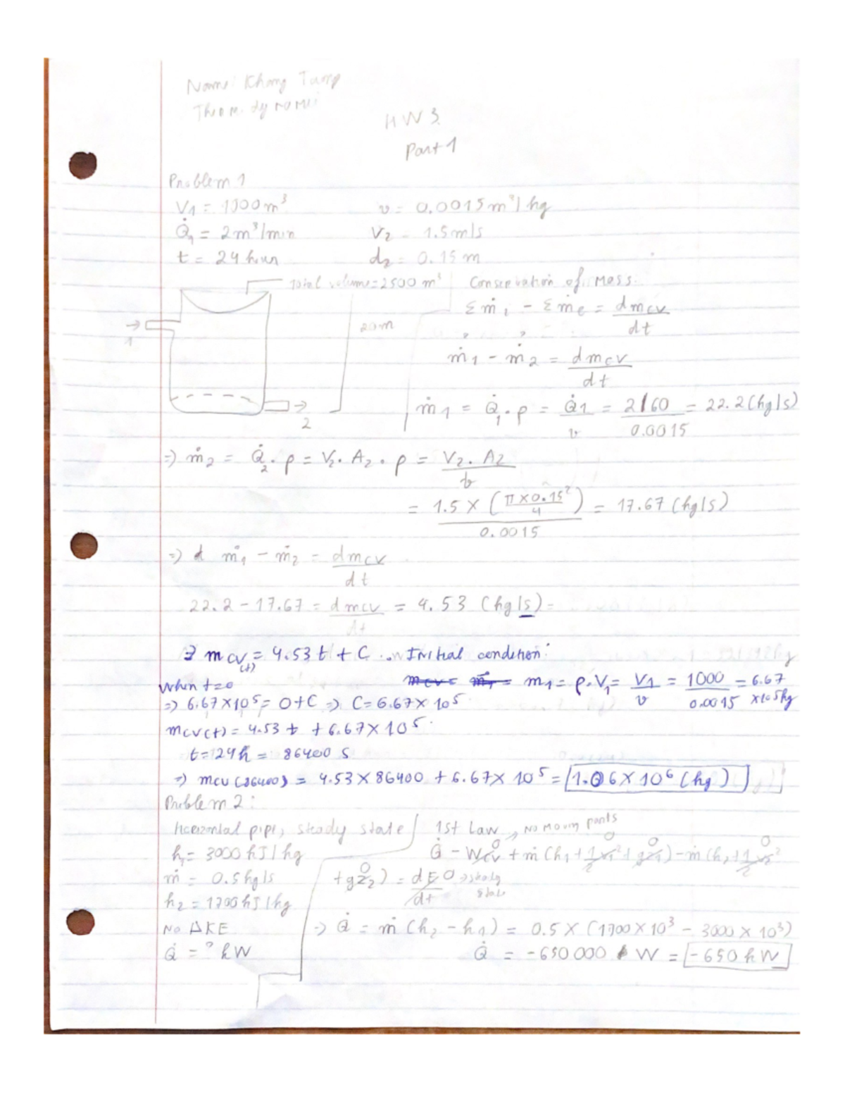 Hw3, Thermodynamic - Engineering Hw - ENGR A110 - Studocu