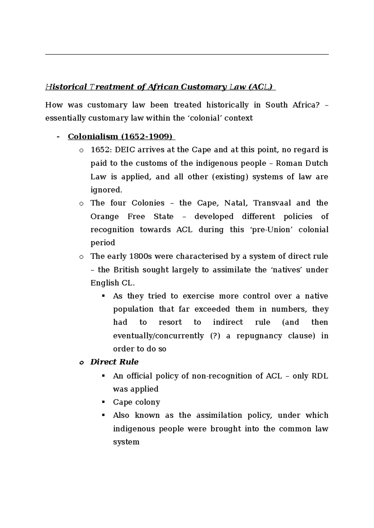 Week Two [Historical Treatment, Constitutional Recognition, Nature ...
