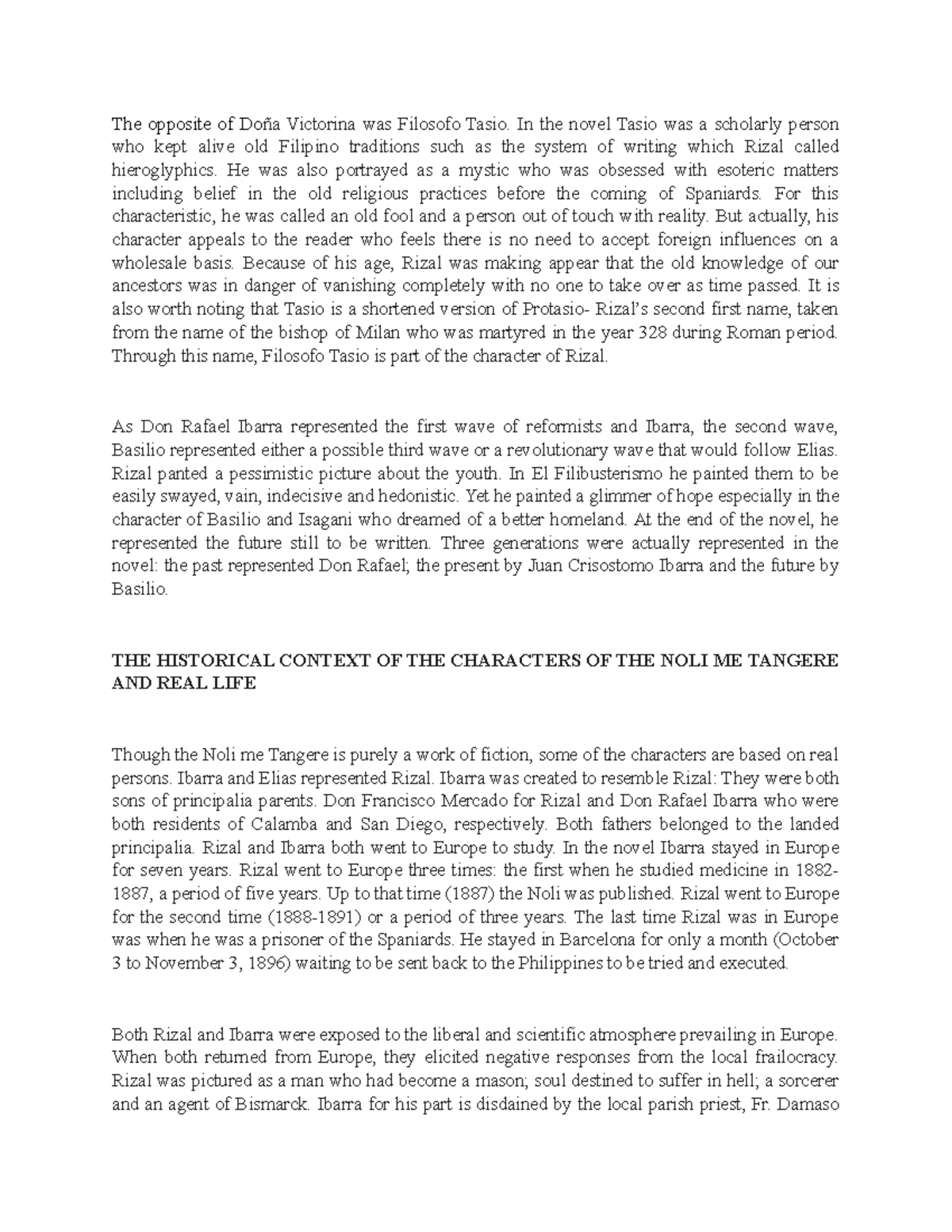 The opposite of Doña Victorina was Filosofo Tasio - In the novel Tasio ...