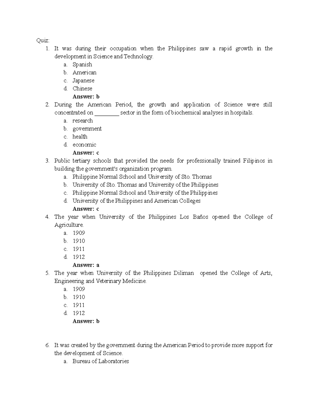 Summary - American Period-1 - Quiz: 1. It was during their occupation ...