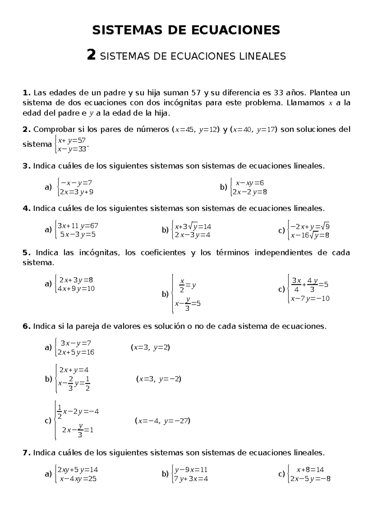 YO - Sistemas DE Ecuaciones - 2 Sistemas DE Ecuaciones Lineales - SISTEMAS DE ECUACIONES 2 ...