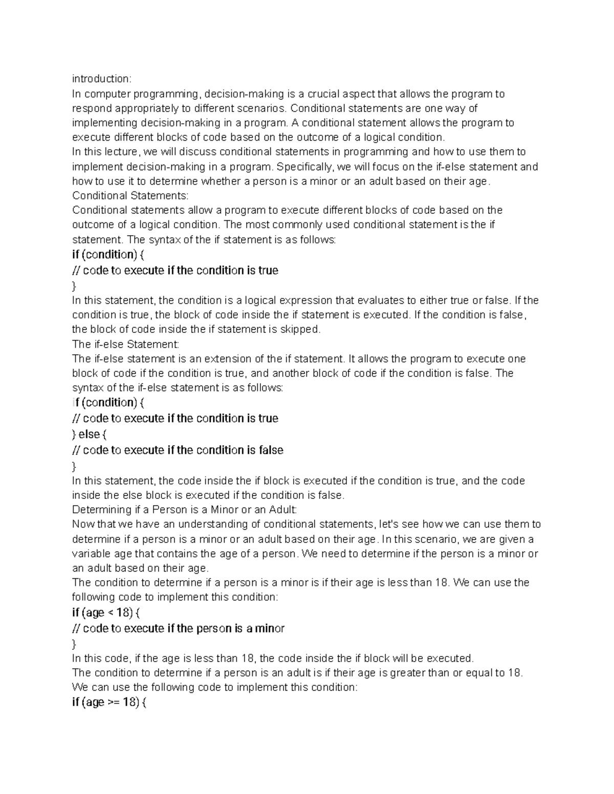 COM 101 lecture notes 8 - introduction: In computer programming ...