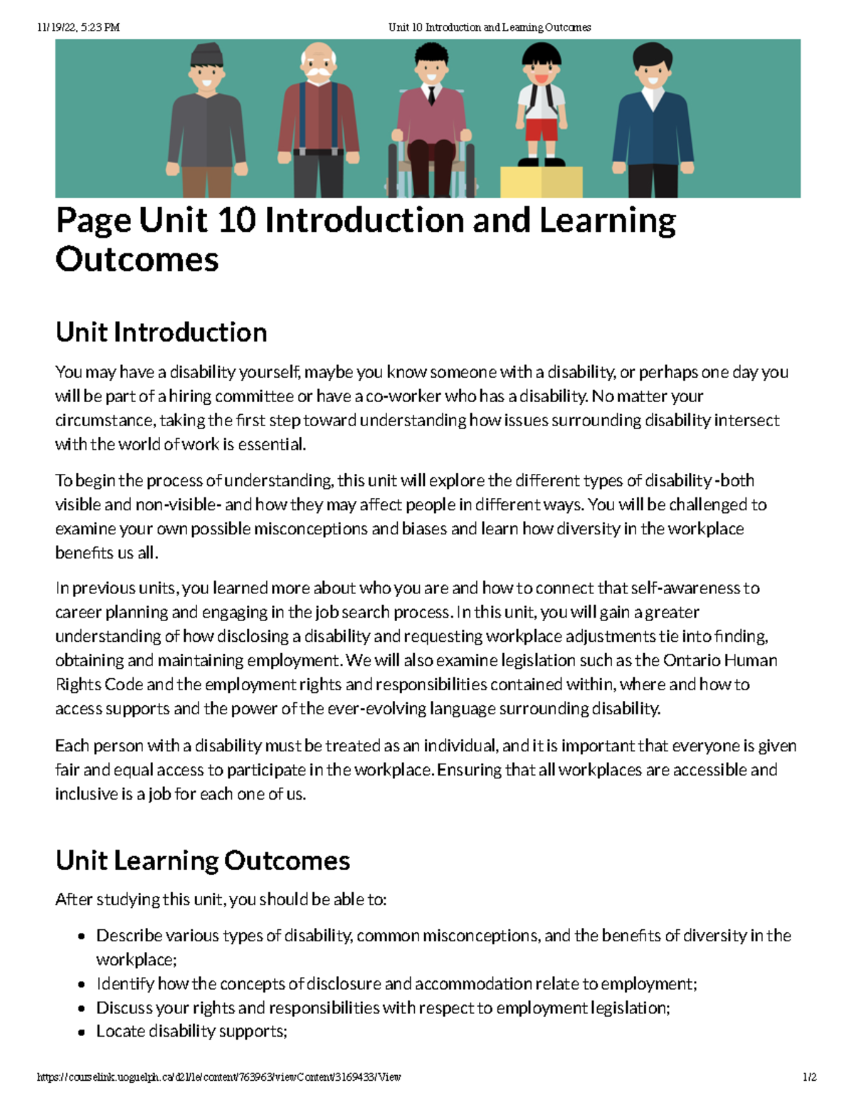 1- Unit 10 Introduction and Learning Outcomes - UNIV 2100 (DE01) F22 ...