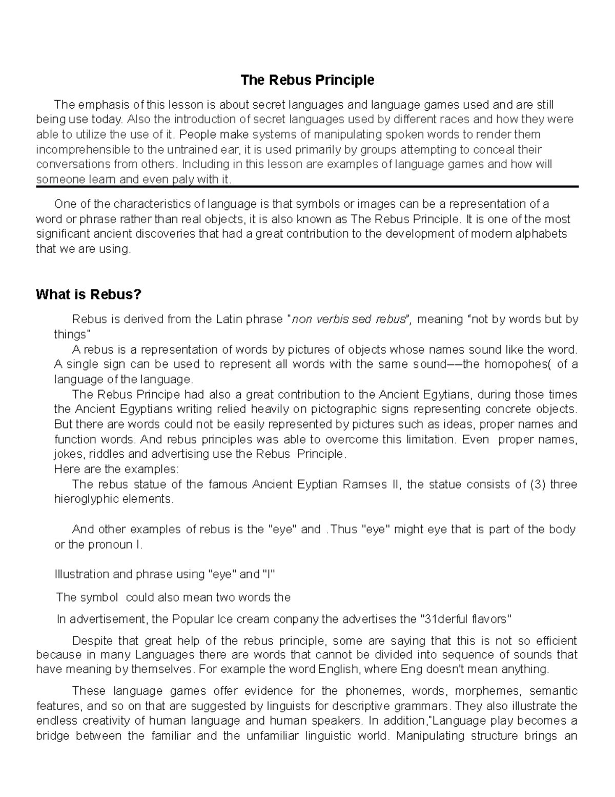 The Rebus Principle - Language, Culture, and Society-Study Guides - The ...