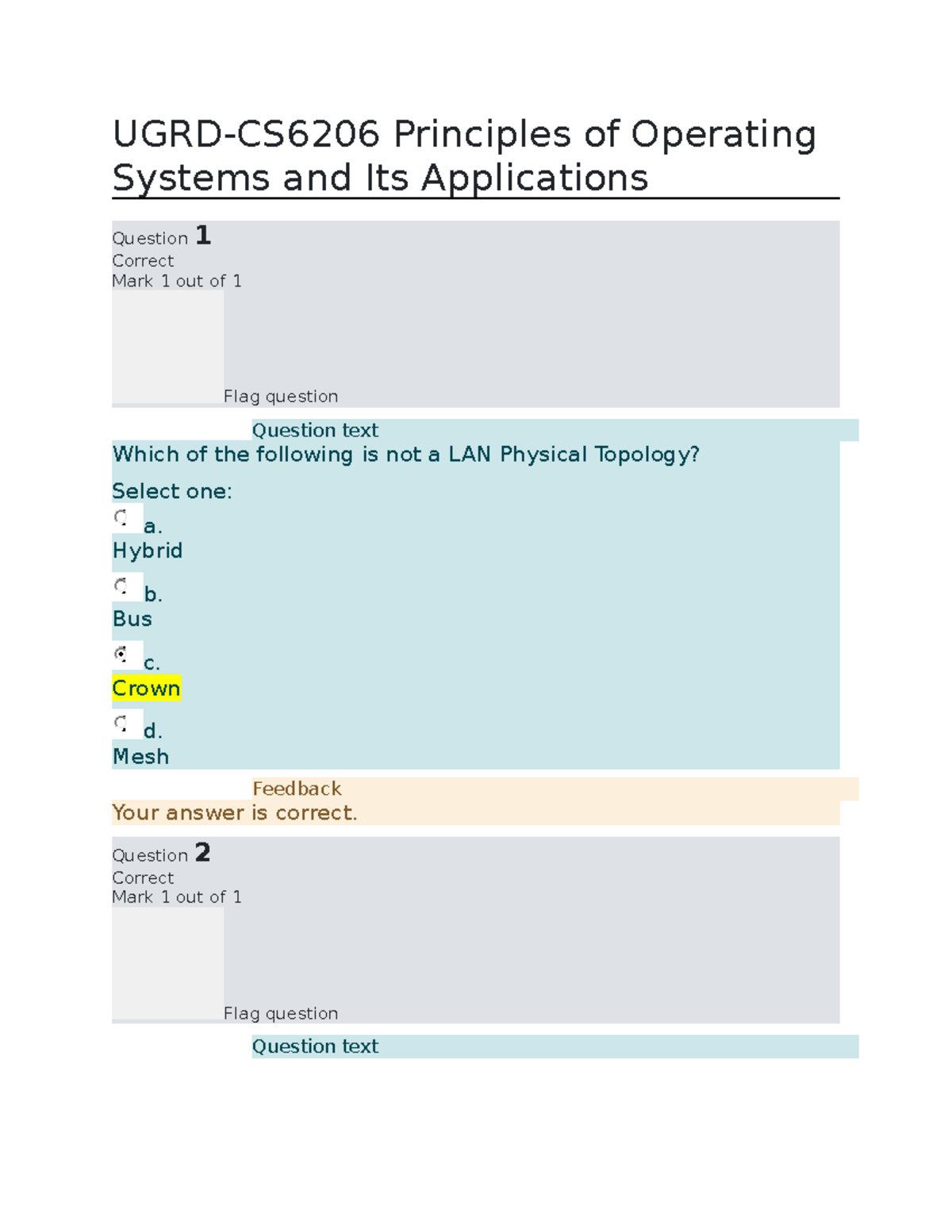 Principles of Operating Systems and Its Applications pq1 - UGRD-CS6206 ...