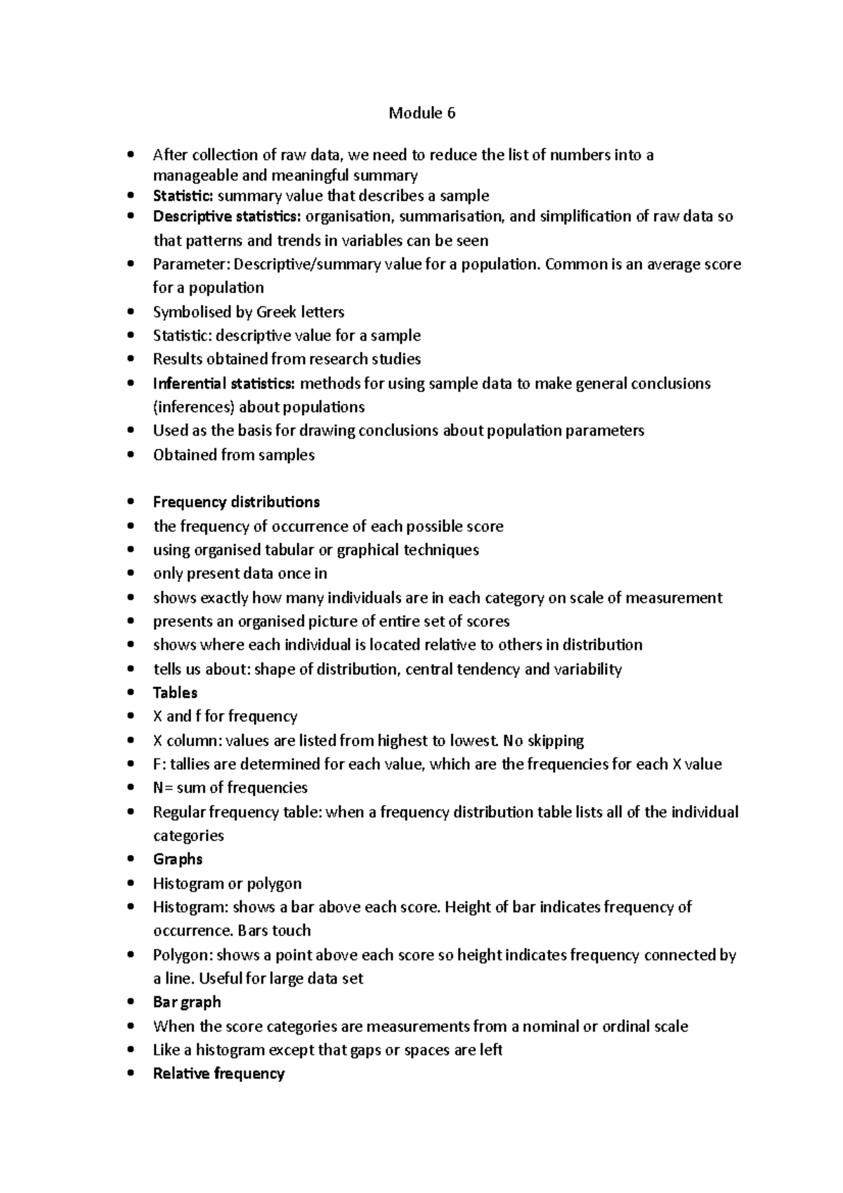 Module 6 Statistics - Module 6 After collection of raw data, we need to ...