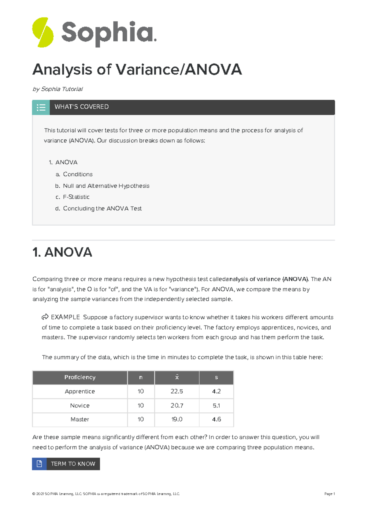Analysis of varianceanova paper - Analysis of Variance/ANOVA by Sophia ...