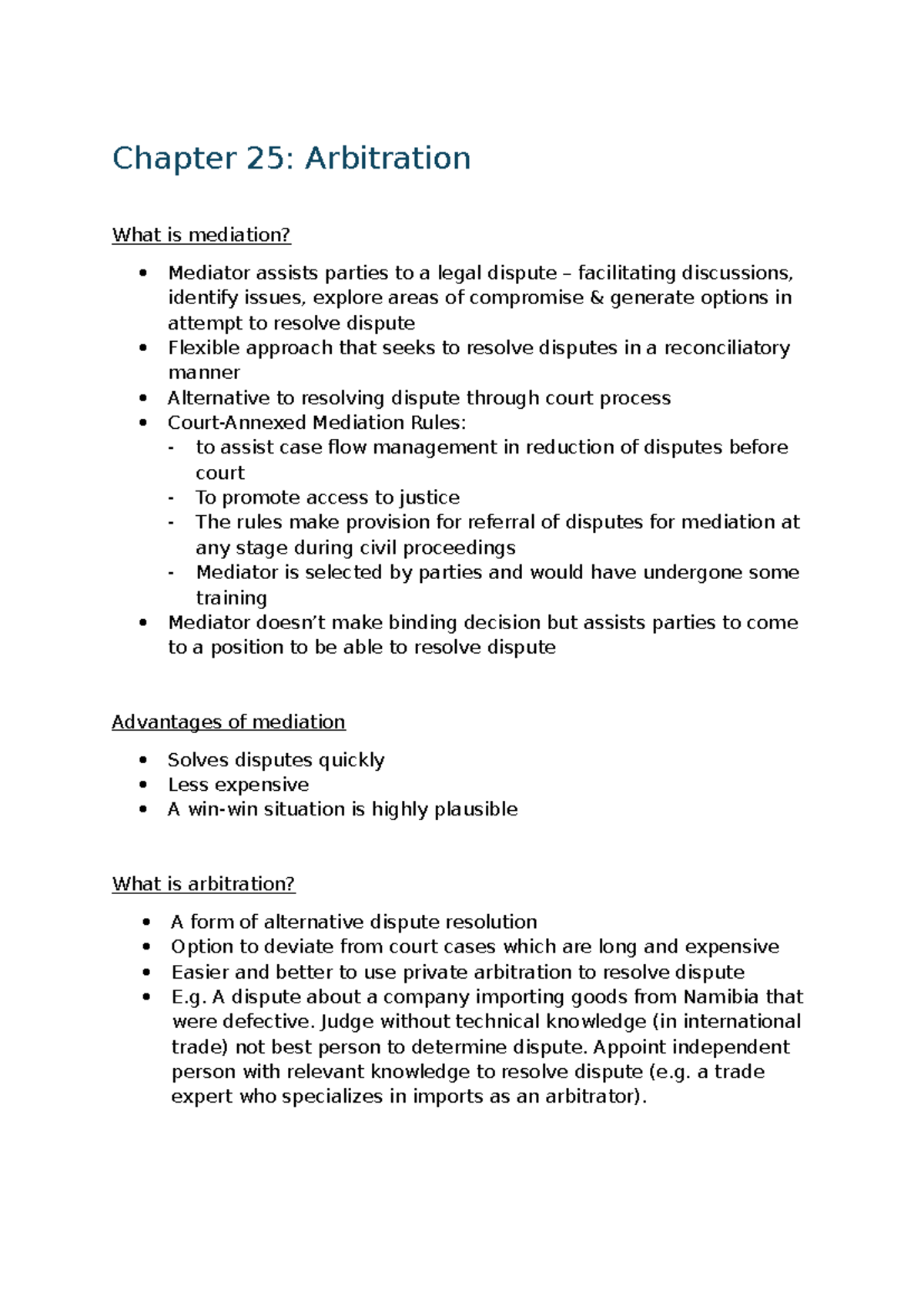 Chapter 25 Arbitration - Chapter 25: Arbitration What is mediation ...