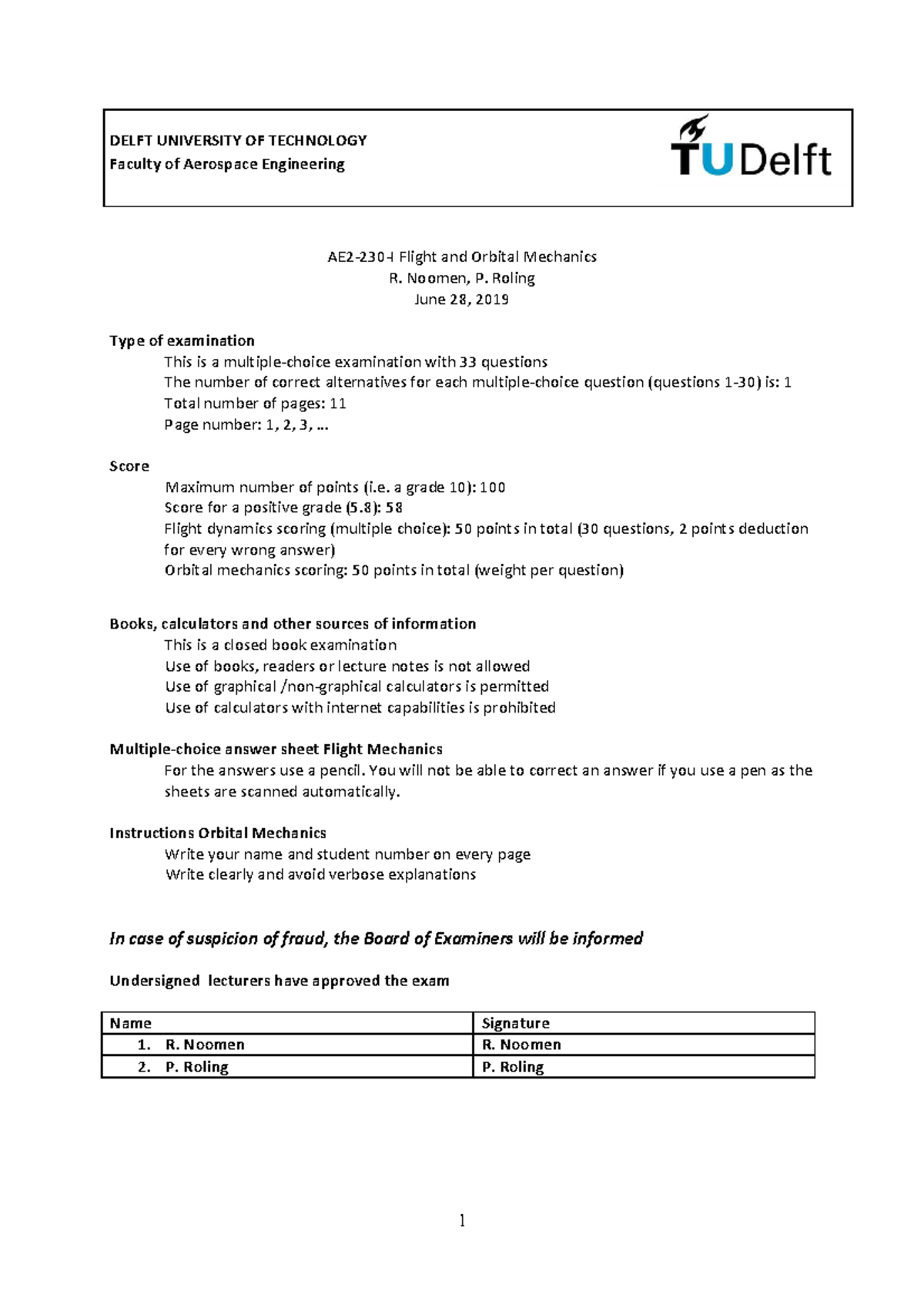 Exam28062019 with answers - ####### DELFT UNIVERSITY OF TECHNOLOGY ...