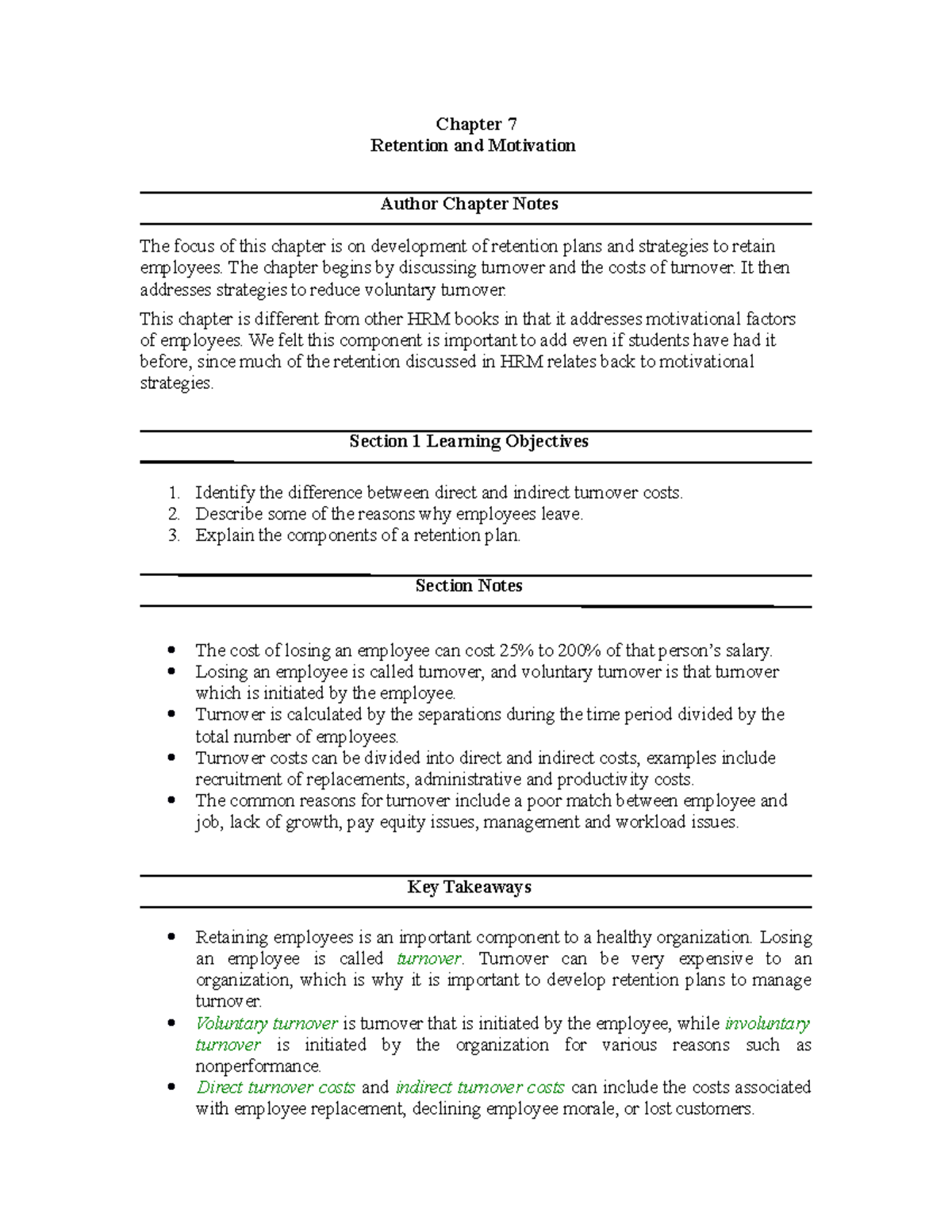 Retention and Motivation - Chapter 7 Retention and Motivation Author ...