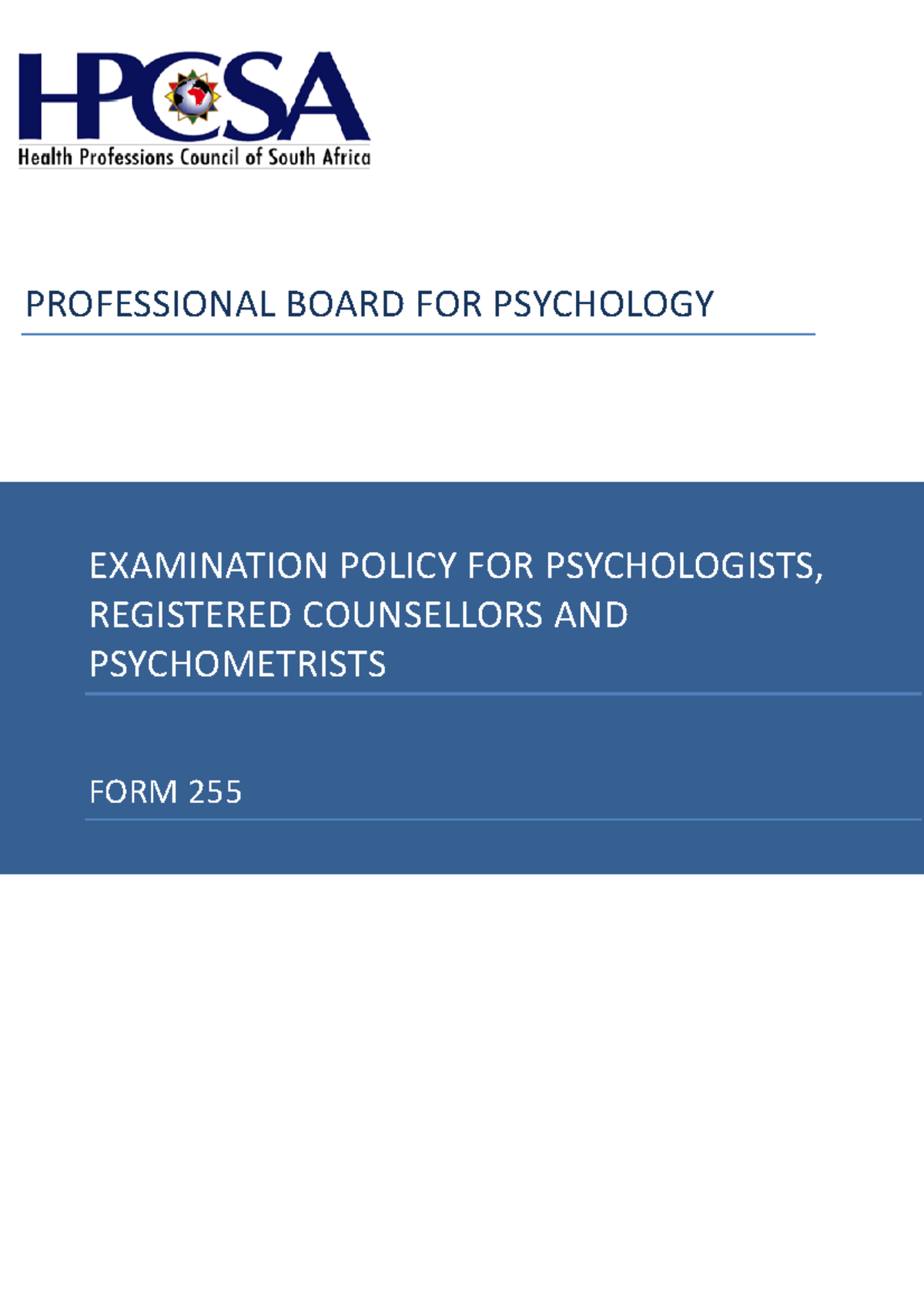 Form 255 - Examination Policy - Nov 2018 Update - EXAMINATION POLICY ...