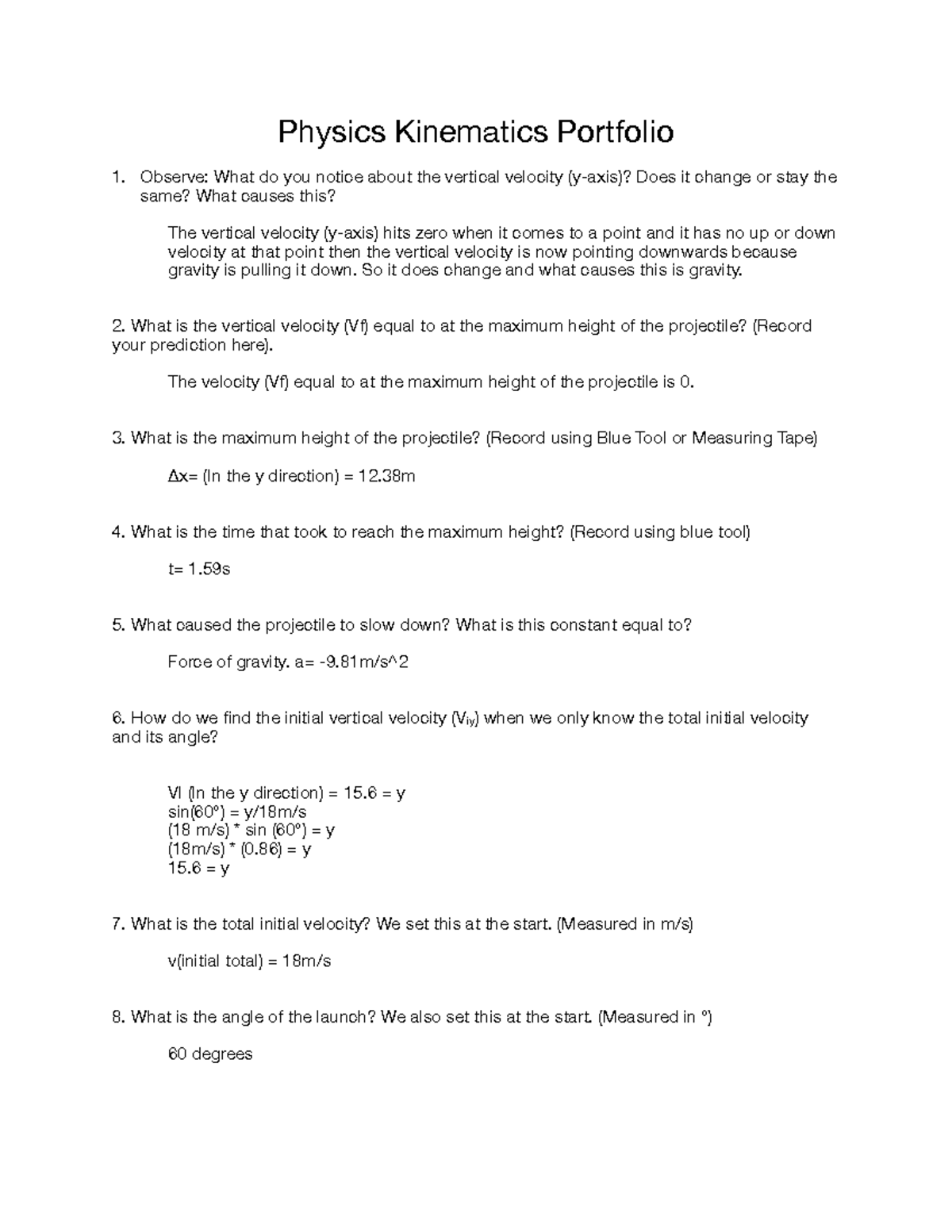 Physics Kinematics Portfolio - Physics Kinematics Portfolio Observe ...
