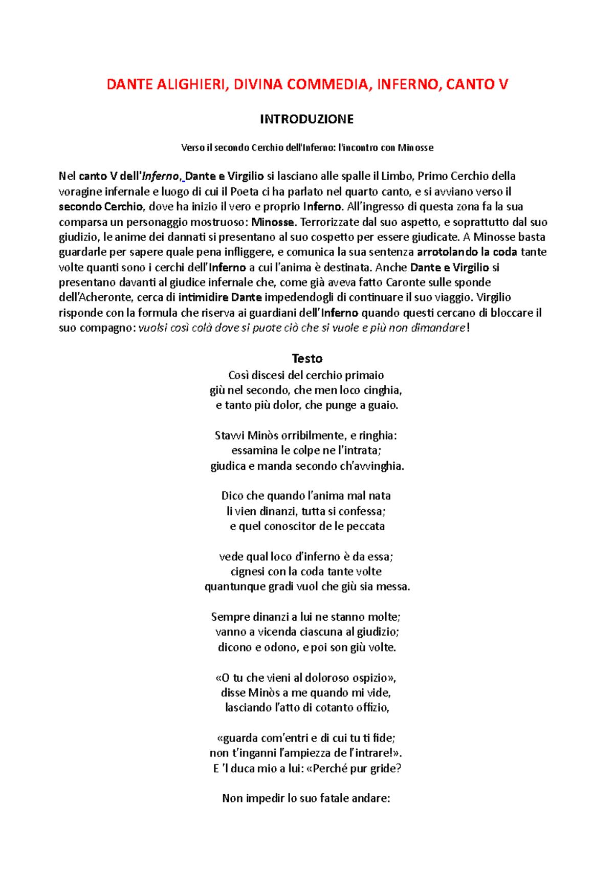 Dante Alighieri, Divina Commedia, Inferno, Canto V - DANTE ALIGHIERI ...