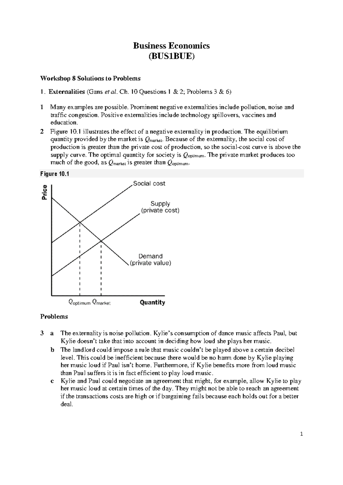 WKSP8 Sol - Week 8 tutorial solutions - Business Economics (BUS1BUE ...