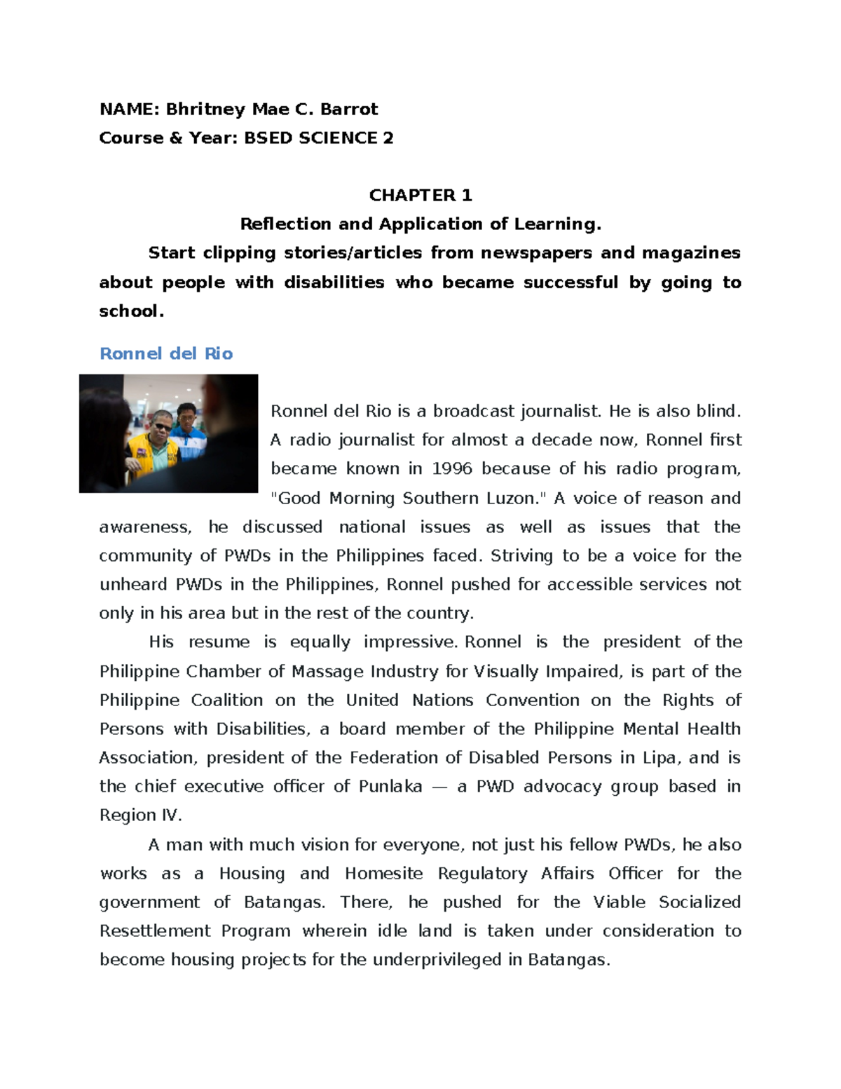 Barrot, Bhritney MAE C.-BSED Science 2 EDUC224 Chapter 1 (2nd question) - NAME: Bhritney Mae C ...