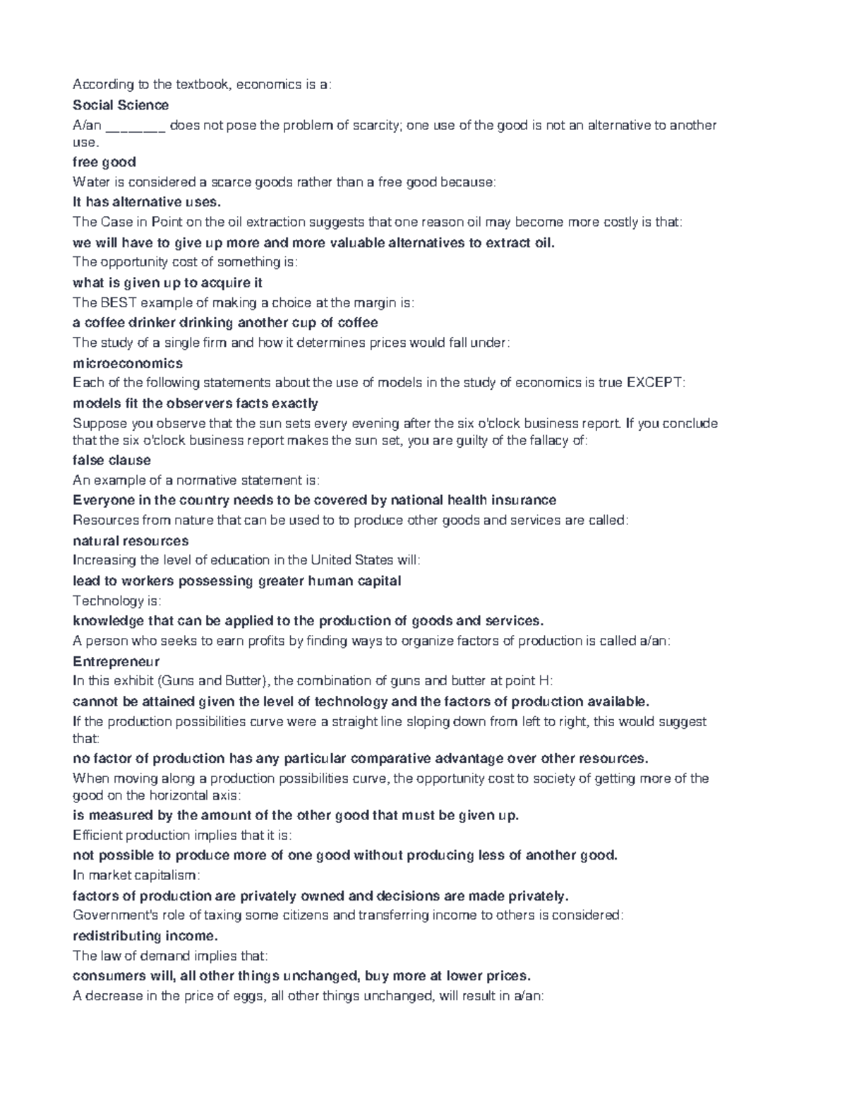 ECON1580 QUIZ compliation question and answer - According to the ...