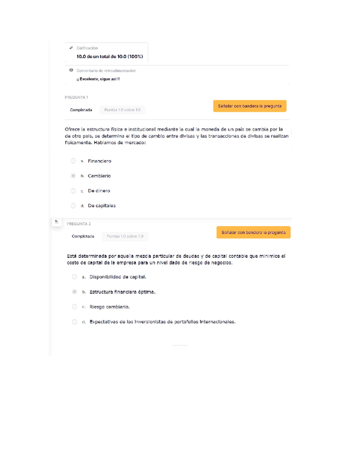 Mercados globales y finanzas personales. Examen. Semana 2. Cal. 10 ...
