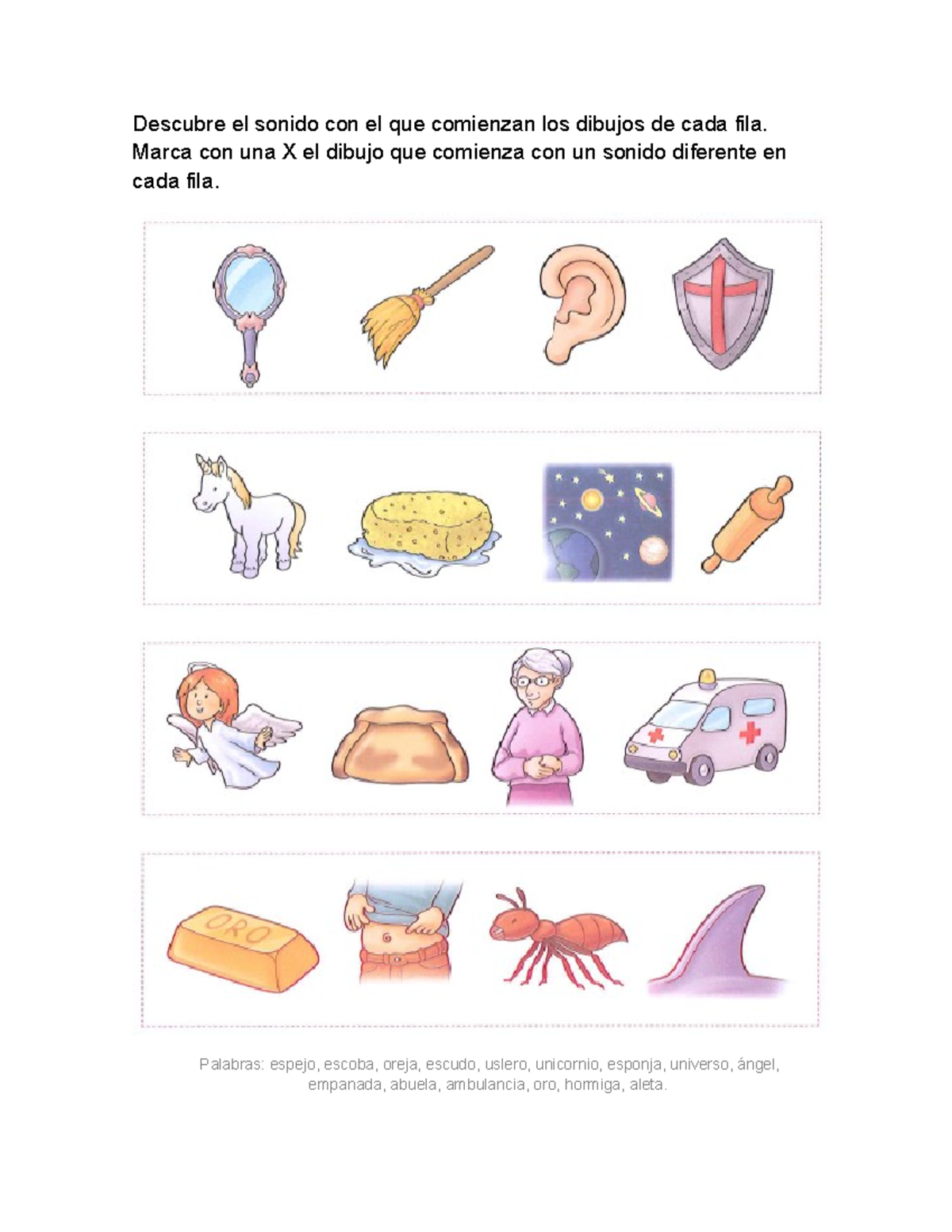 Sonido inicial vocálico 2 - Descubre el sonido con el que comienzan los ...