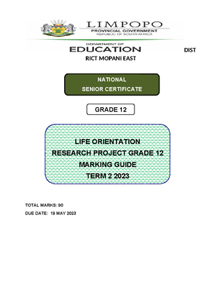 1 - Summary Life Orientation - FET: LIFE ORIENTATION – GRADE 10 ANNUAL ...