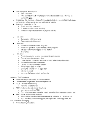 KIN 250 Exam 1 Review Sheet - Review Sheet KIN 250 Exam 1 Chapter 1 ...