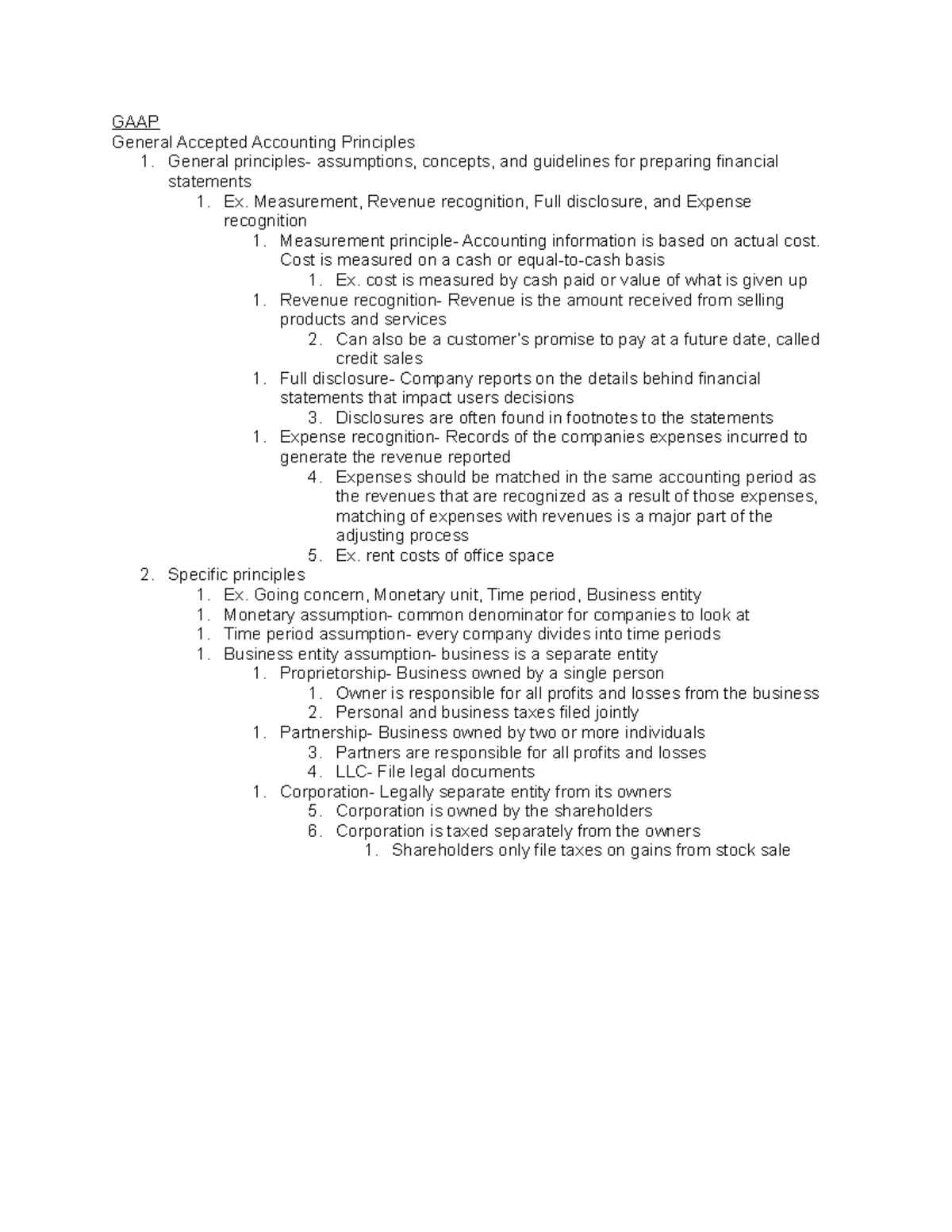 Financial Accounting Notes - GAAP General Accepted Accounting ...