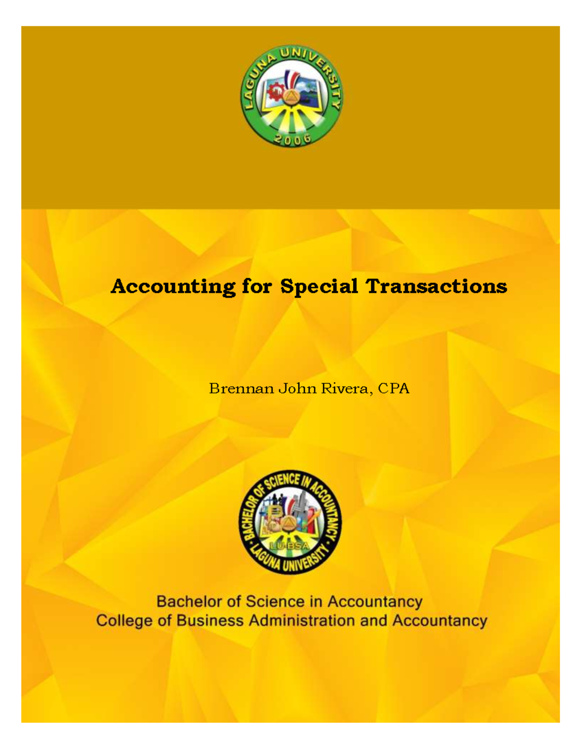 Finals - polktry - Accounting for Special Transactions Brennan John ...