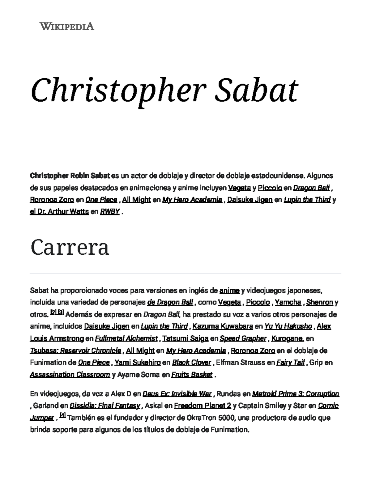 Christopher Sabat - Wikipedia - Christopher Sabat Christopher Robin ...