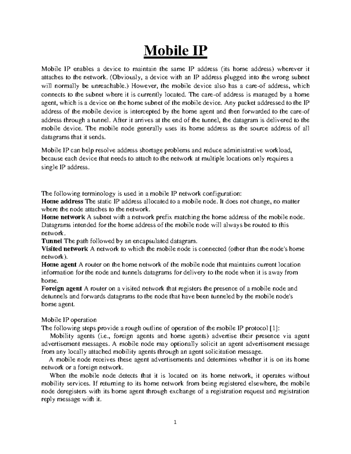 Mobile IP - wireless computing - Mobile IP Mobile IP enables a device to maintain the same IP ...