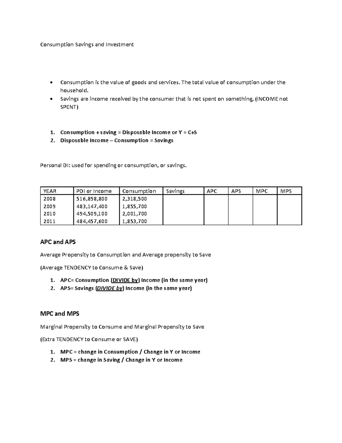 Consumption Savings and Investment adsad dsfsdfsdfsdfsd nmd ...