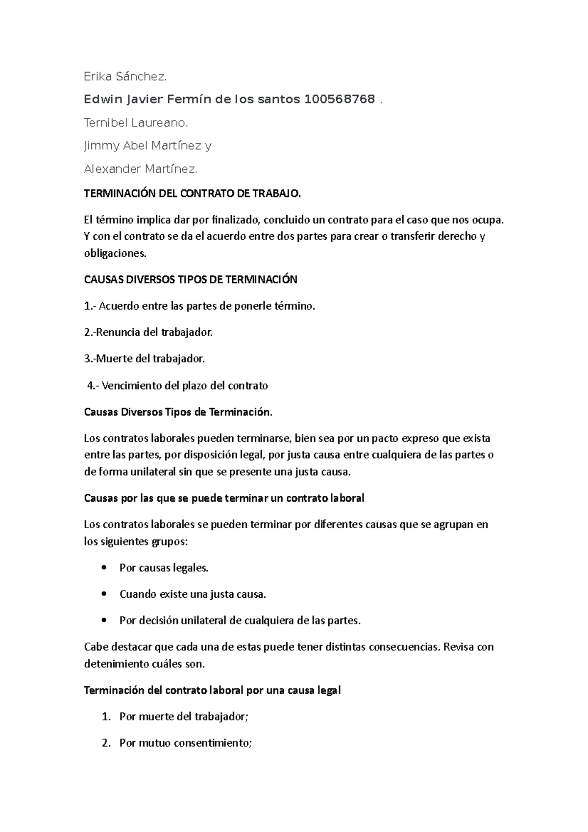 Derecho edwin trabajo de expocicion - Erika Sánchez. Edwin Javier ...