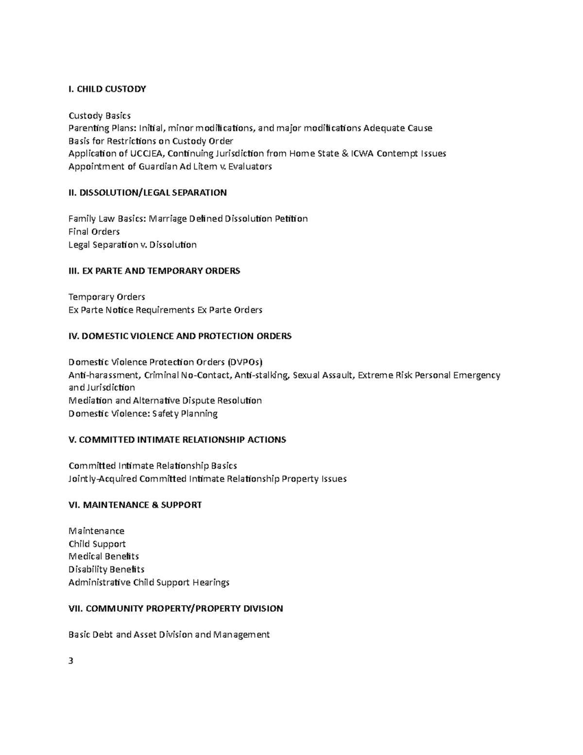 Fam law study guide - everything for the test and bar exam - I. CHILD ...