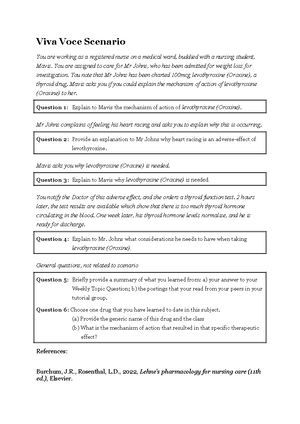 Viva Voce - Frusemide - viva - Viva Voce Scenario You are working as a ...