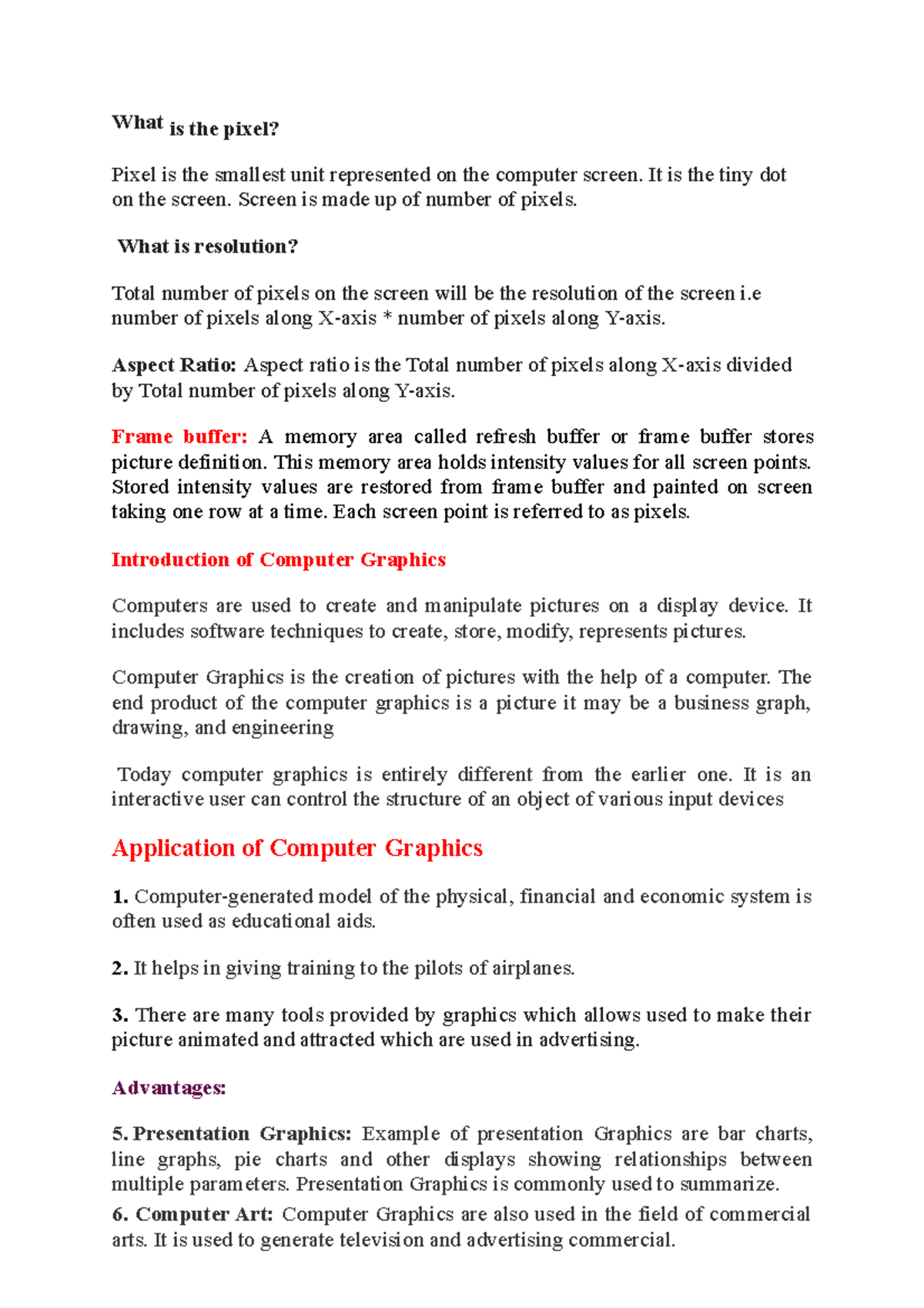 Unit-1 - unit-1 - What is the pixel? Pixel is the smallest unit ...