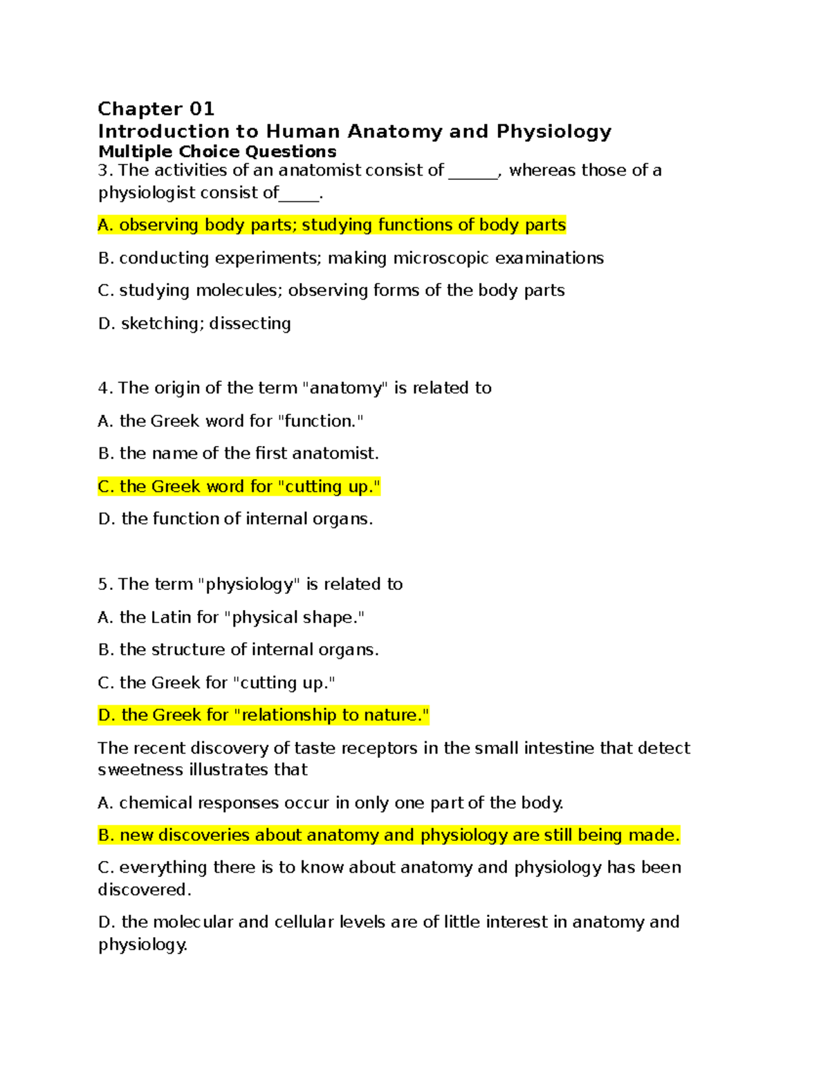 Chapter 01 and 02 practice test copy - Chapter 01 Introduction to Human ...