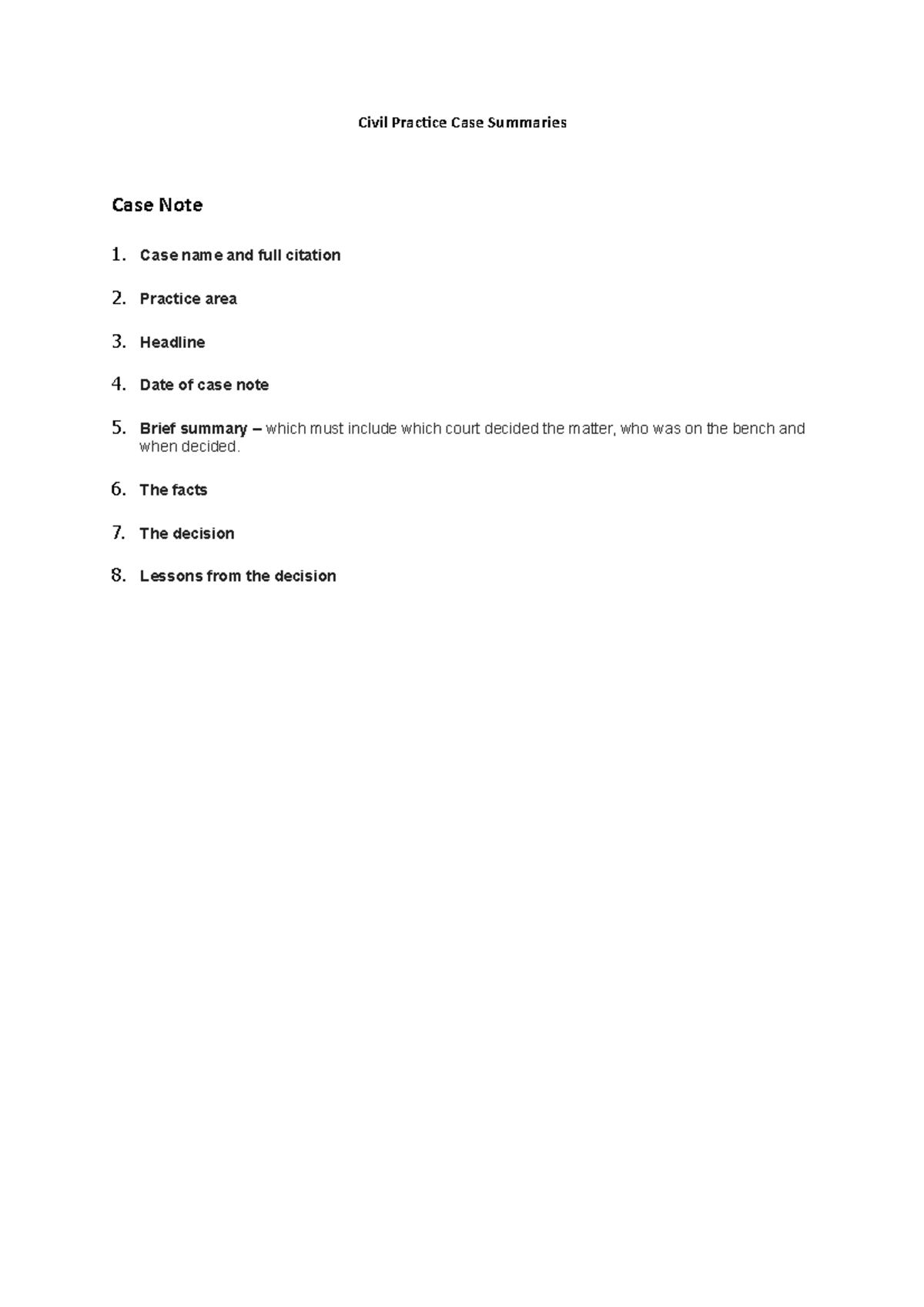 CP CASE- Summaries - Civil Practice Case Case name and full Practice ...