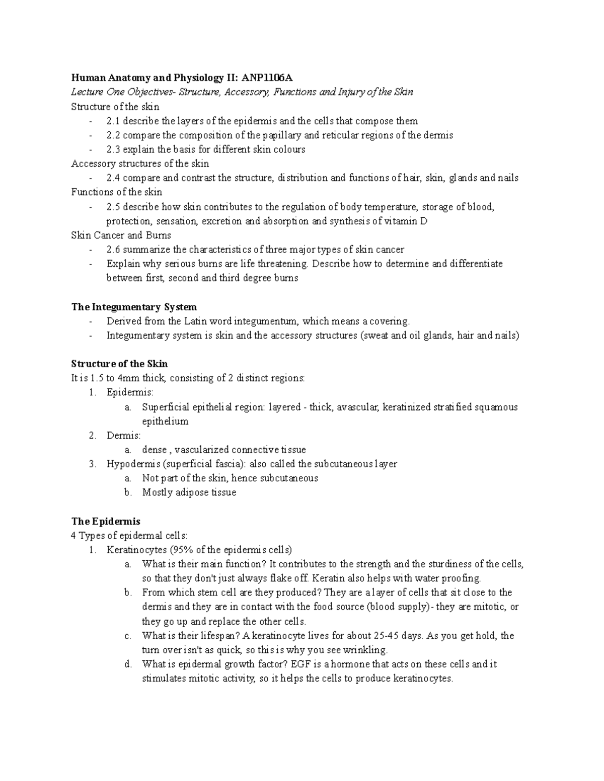 ANP1106 A - Lecture Two - Human Anatomy and Physiology II: ANP1106A ...