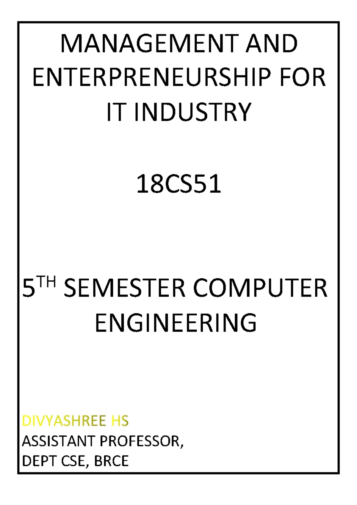 Me Module 1 Notes Converted Management And Enterpreneurship For It Industry 18cs 5 Th Semester