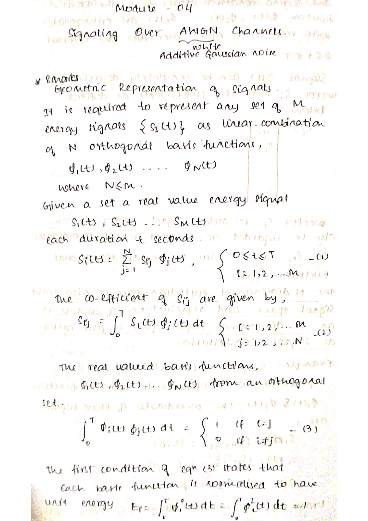 Mod 4 - Advanced communication theory - module 4 Signalling over AWGN ...