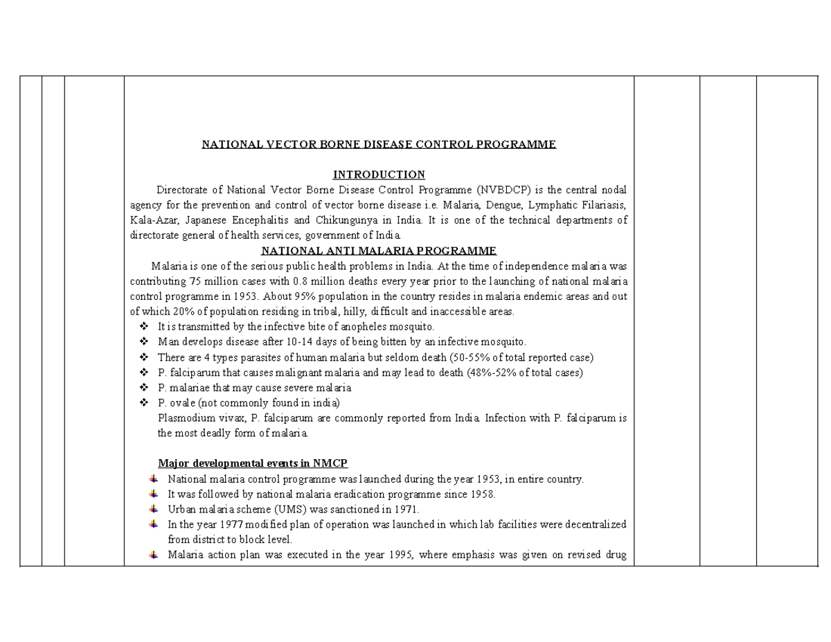 National vector borne disease control programme - NATIONAL VECTOR BORNE ...