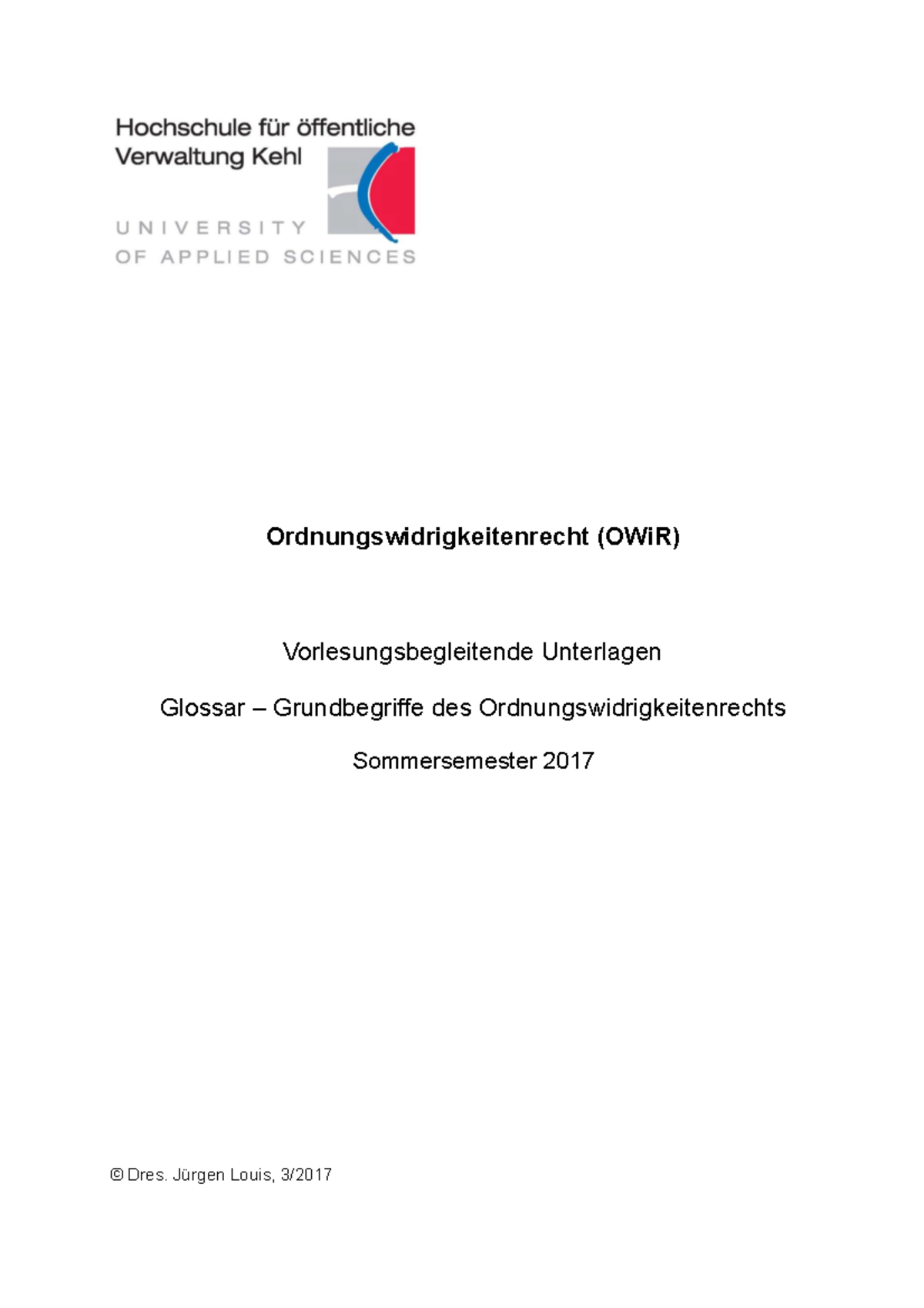Ordnungswidrigkeitenrecht Glossar - Ordnungswidrigkeitenrecht (OWiR ...