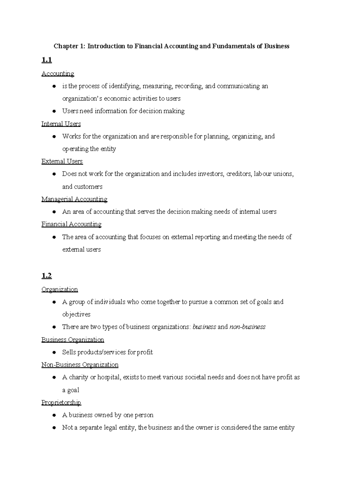 Chapter 1 Introduction to Financial Accounting and Fundamentals of ...